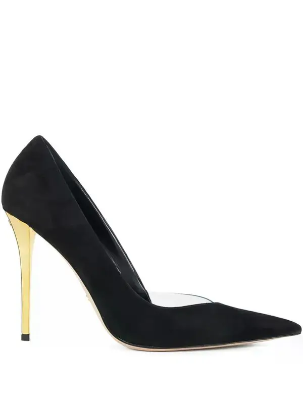 Elisabetta Franchi Suede Stiletto Pumps With Golden Heel Detail