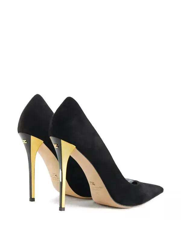 Elisabetta Franchi Suede Stiletto Pumps With Golden Heel Detail