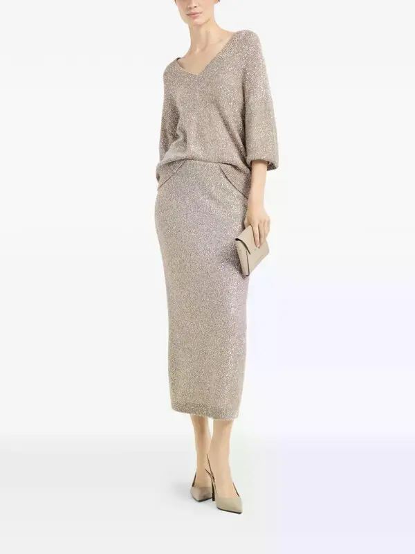 Brunello Cucinelli Elastic-waistband Midi Skirt