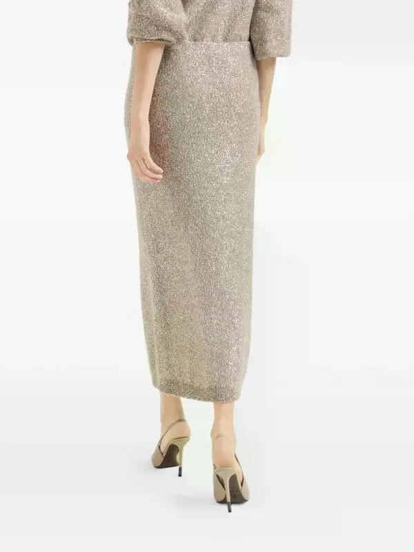 Brunello Cucinelli Elastic-waistband Midi Skirt