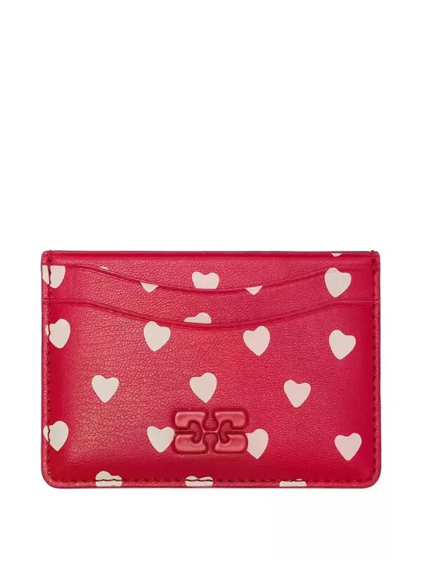 GANNI Heart-print Card Holder - Red