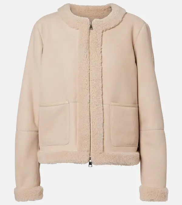 Moncler Shearling-lined Suede Down Jacket