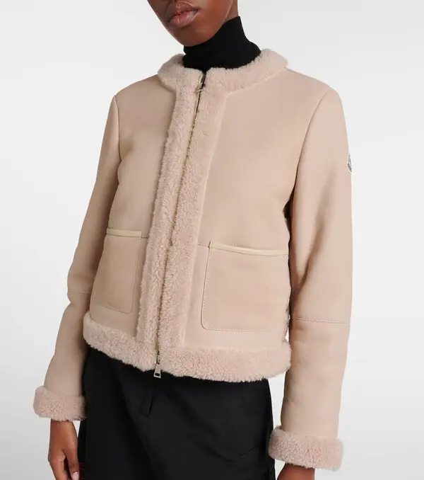 Moncler Shearling-lined Suede Down Jacket