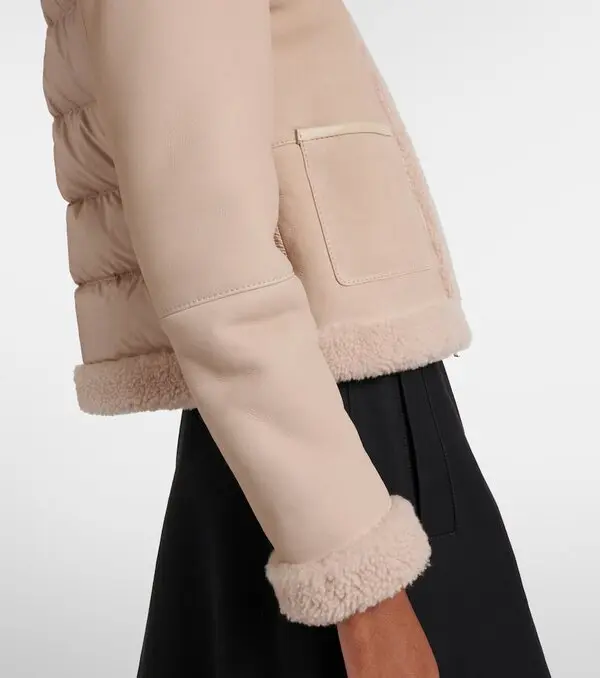 Moncler Shearling-lined Suede Down Jacket