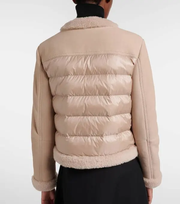 Moncler Shearling-lined Suede Down Jacket