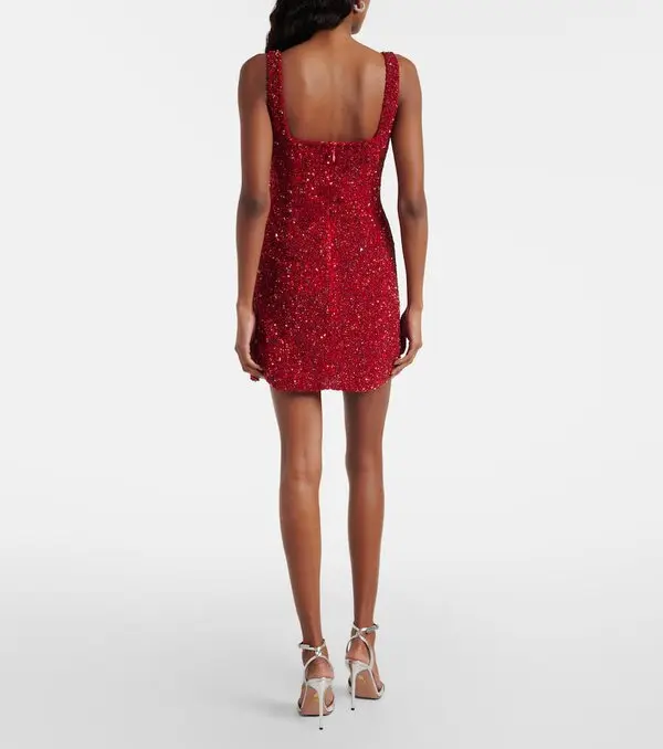 Rachel Gilbert Kaity Embellished Minidress - Red