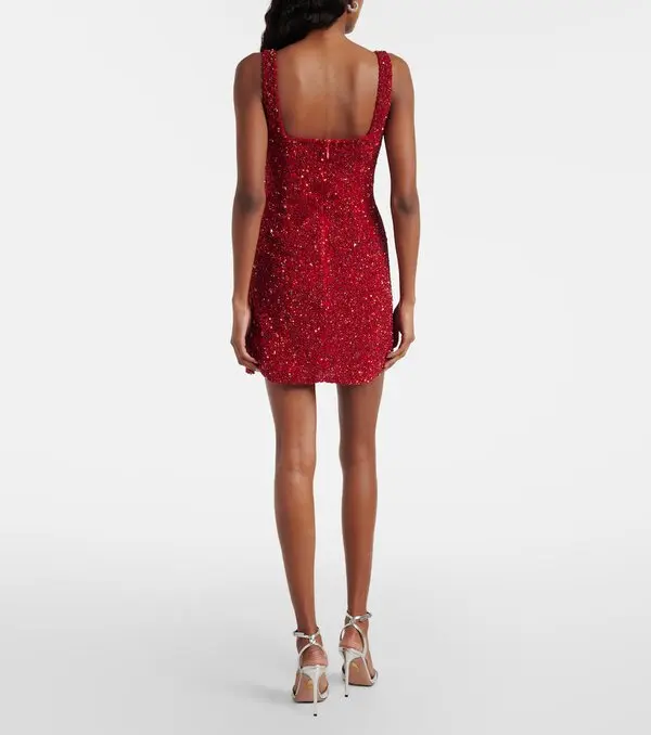 Rachel Gilbert Kaity Embellished Minidress - Red