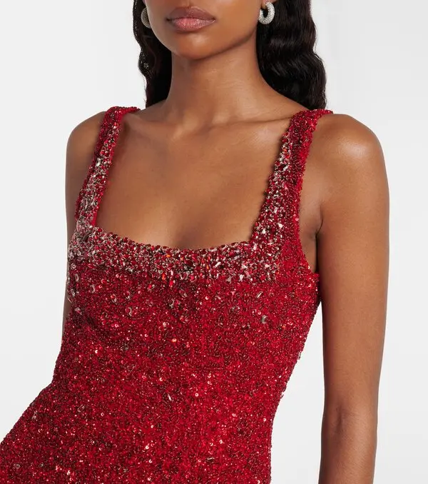 Rachel Gilbert Kaity Embellished Minidress - Red