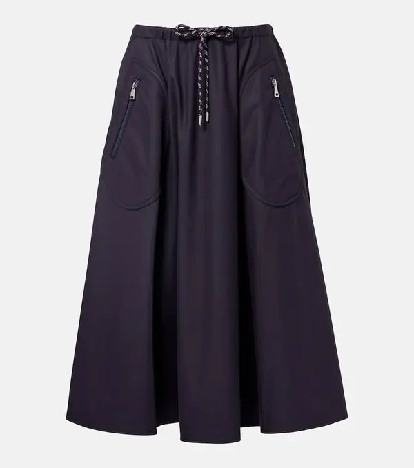 Moncler Cotton-blend Jersey Midi Skirt
