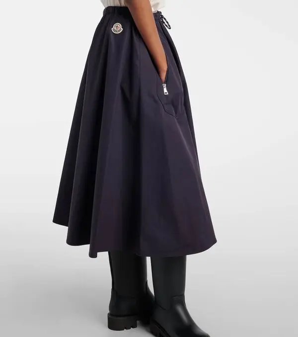 Moncler Cotton-blend Jersey Midi Skirt