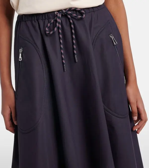 Moncler Cotton-blend Jersey Midi Skirt - Blue