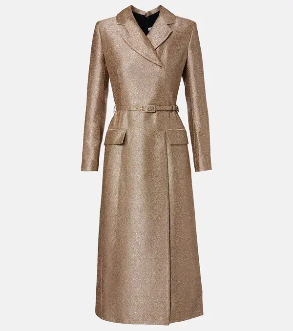 EMILIA WICKSTEAD Kalonice Belted Sequined Tweed Midi Dress - Gold