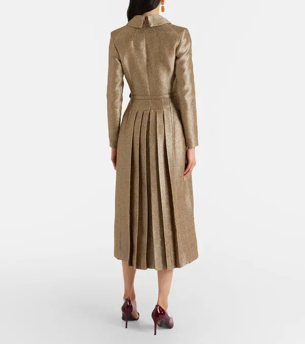 EMILIA WICKSTEAD Kalonice Belted Sequined Tweed Midi Dress - Gold