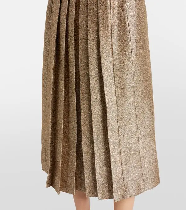 EMILIA WICKSTEAD Kalonice Belted Sequined Tweed Midi Dress - Gold