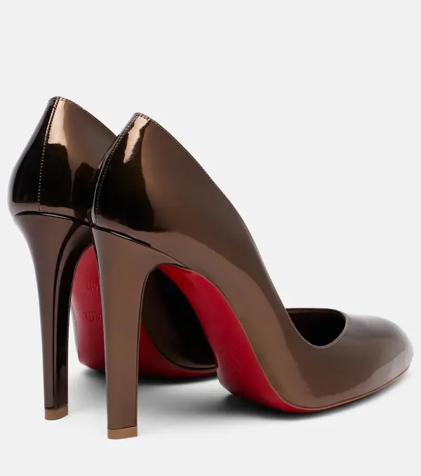 CHRISTIAN LOUBOUTIN Fannylove 100 Metallic Leather Pumps - Brown