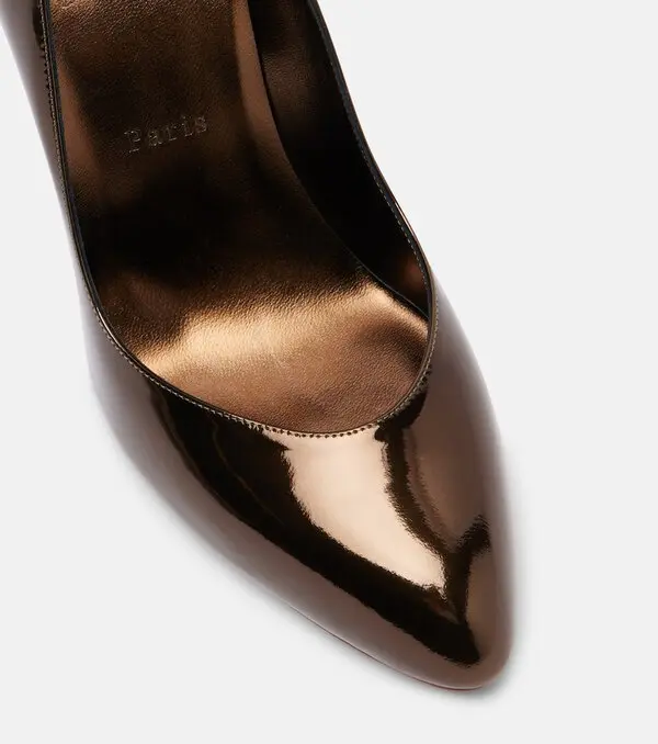 CHRISTIAN LOUBOUTIN Fannylove 100 Metallic Leather Pumps - Brown