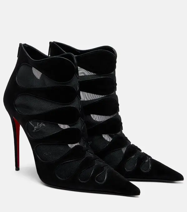 CHRISTIAN LOUBOUTIN Circus Max 100 Suede Ankle Boots - Black
