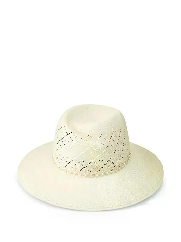 MAISON MICHEL Virginie Perforated Hat - Neutrals