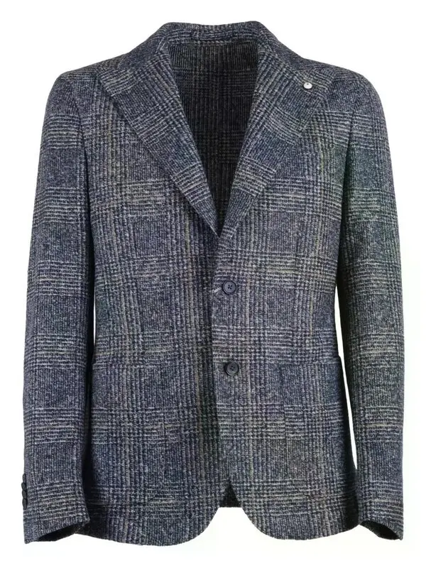 L.B.M. 1911 Buttoned Check-pattern Blazer - Blue
