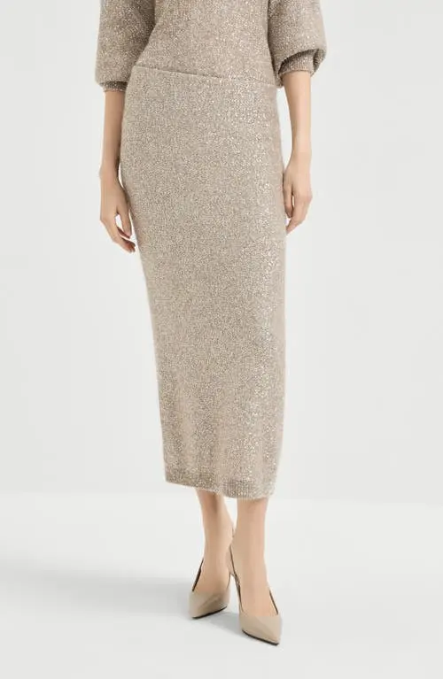 Brunello Cucinelli Sequin-embellished Mohair-blend Knit Skirt
