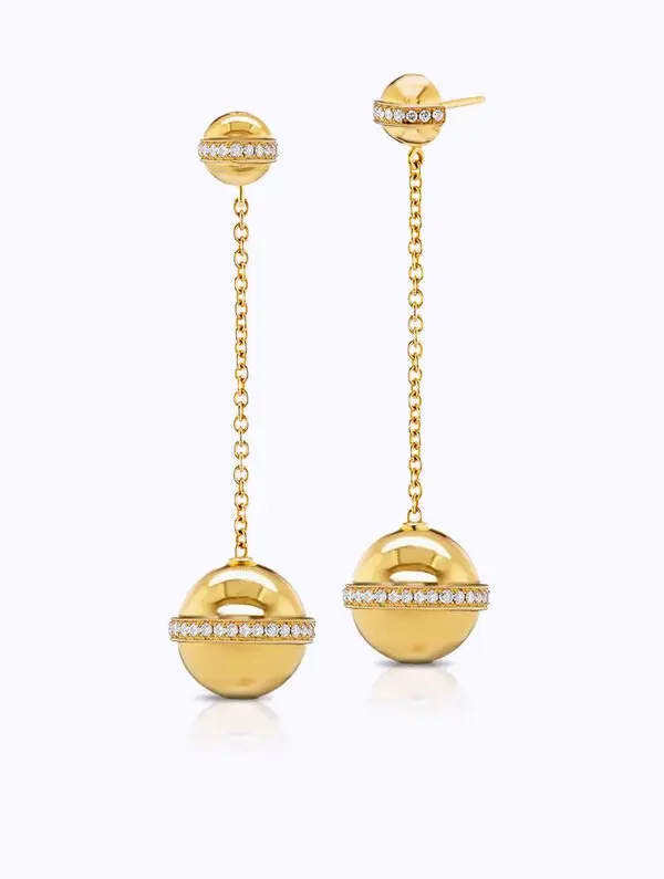 BRIONY RAYMOND Aura Ball & Chain Earrings - 18 Karat Yellow Gold
