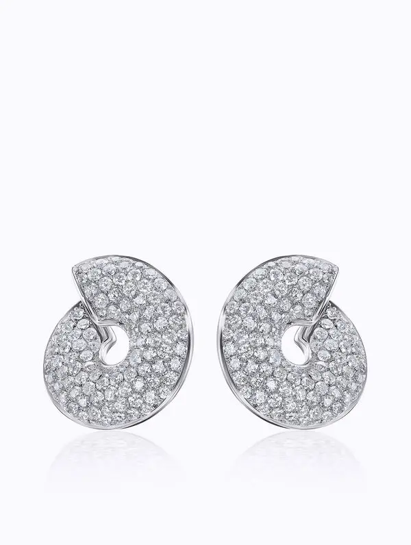 BRIONY RAYMOND Sloan Pavé Diamond Swoop Earrings - 18 Karat White Gold