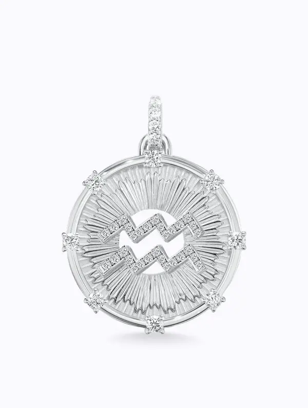 BRIONY RAYMOND Aurora Diamond Zodiac Medallion - 18 Karat White Gold