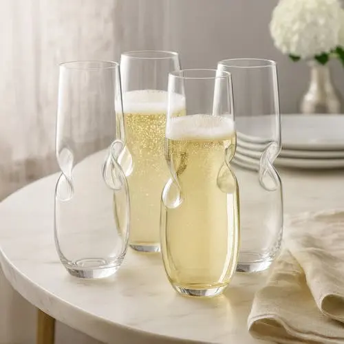 Final Touch Bubbles Sparkling Wine / Champagne Stemless Glassesset Of 4