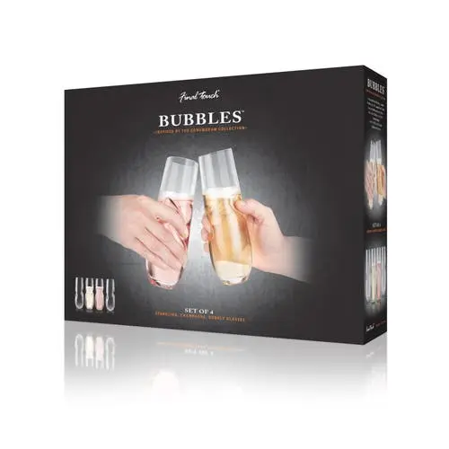 Final Touch Bubbles Sparkling Wine / Champagne Stemless Glassesset Of 4