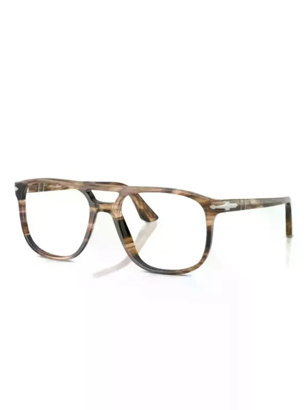 Persol Geometric Acetate Eyeglasses - Brown
