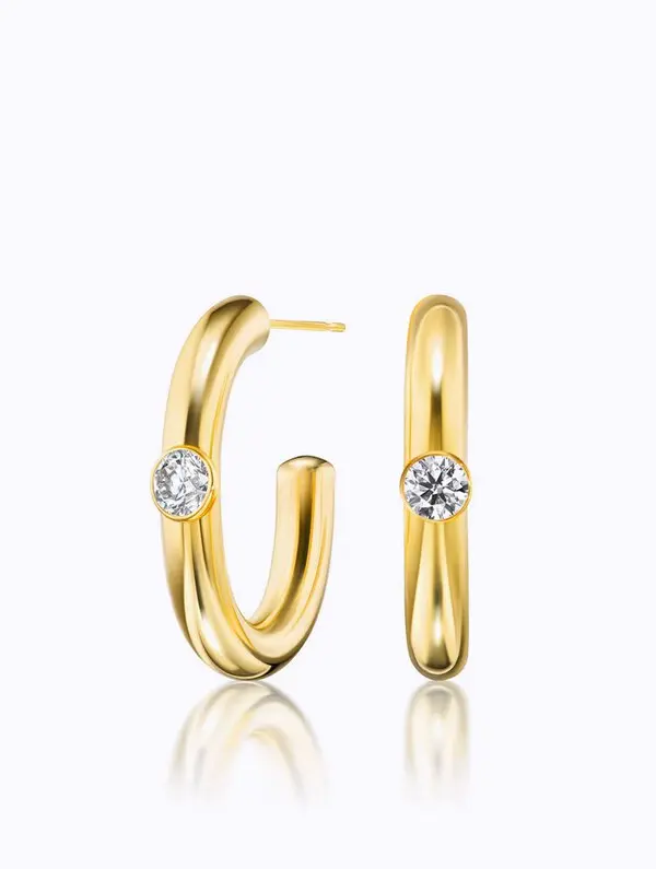 BRIONY RAYMOND Jumbo Diamond Sloan Hoop Earrings - 18 Karat Yellow Gold