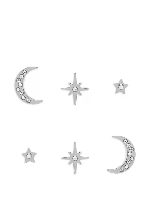 OLIVIA BURTON Celestial North Star And Moon Stud Earrings Set - Silver