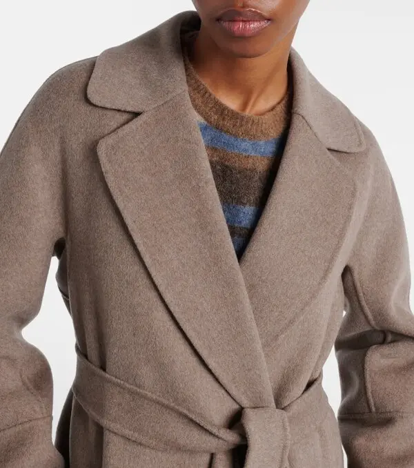 Max Mara Elisa Virgin Wool Wrap Coat - Beige