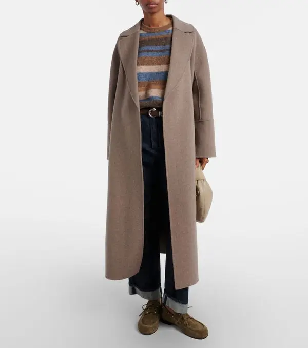 Max Mara Elisa Virgin Wool Wrap Coat - Beige