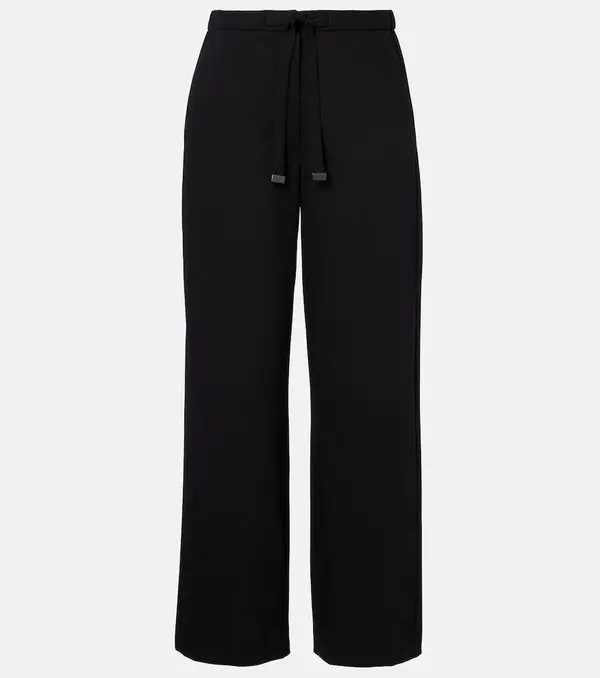 Max Mara Argenta Virgin Wool Crêpe Wide-leg Pants - Black
