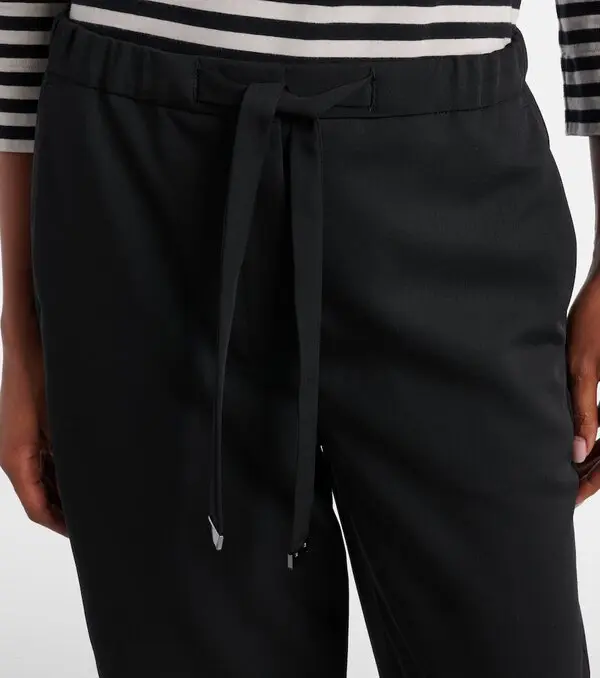 Max Mara Argenta Virgin Wool Crêpe Wide-leg Pants - Black