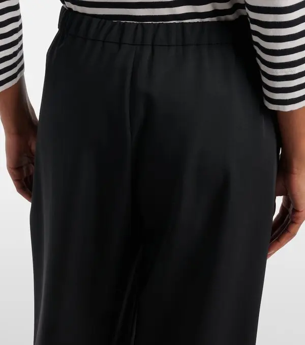 Max Mara Argenta Virgin Wool Crêpe Wide-leg Pants - Black