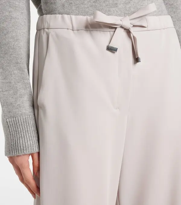 Max Mara Argenta Virgin Wool Crepe Wide-leg Pants - White