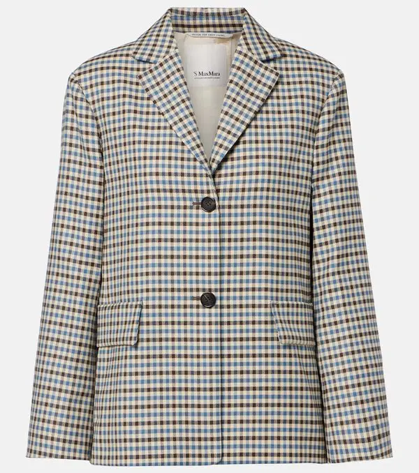 Max Mara Nadia Checked Wool And Cotton Blazer
