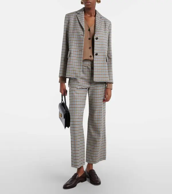 Max Mara Nadia Checked Wool And Cotton Blazer