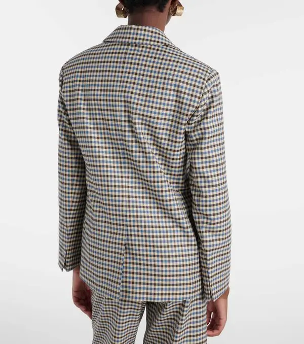 Max Mara Nadia Checked Wool And Cotton Blazer