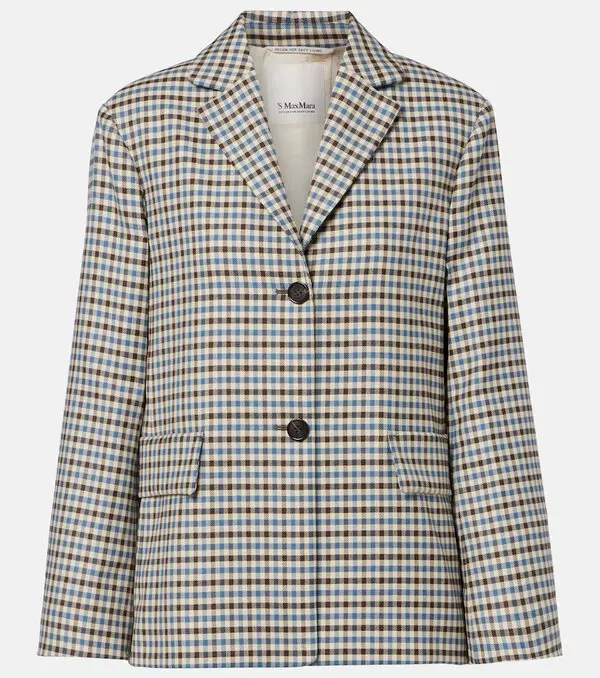 Max Mara Nadia Checked Wool And Cotton Blazer - Multicoloured