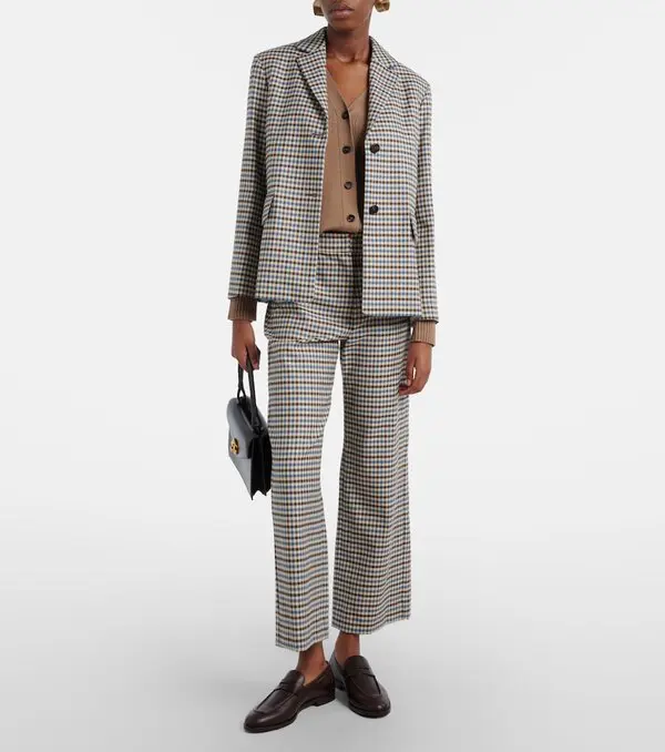 Max Mara Michelle Wool And Cotton Wide-leg Pants