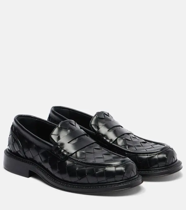 Bottega Veneta Intrecciato Leather Loafers - Black
