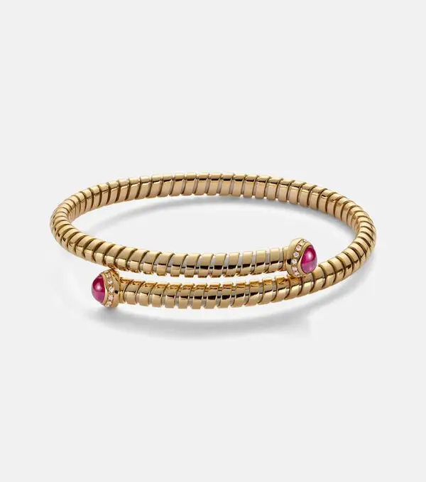 Marina B 18kt Yellow Bangle With Rubies And Diamonds - Gold