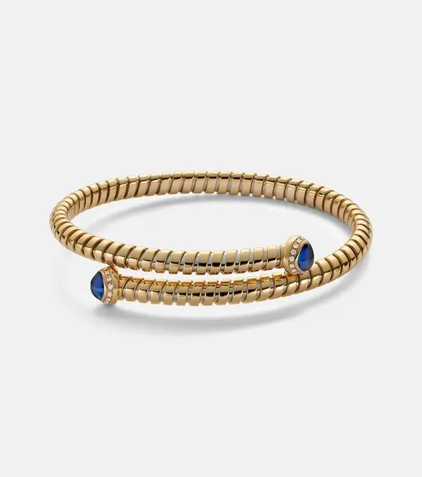 Marina B 18kt Yellow Bangle With Sapphires And Diamonds - Gold