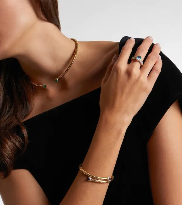 Marina B 18kt Yellow Bangle With Sapphires And Diamonds
