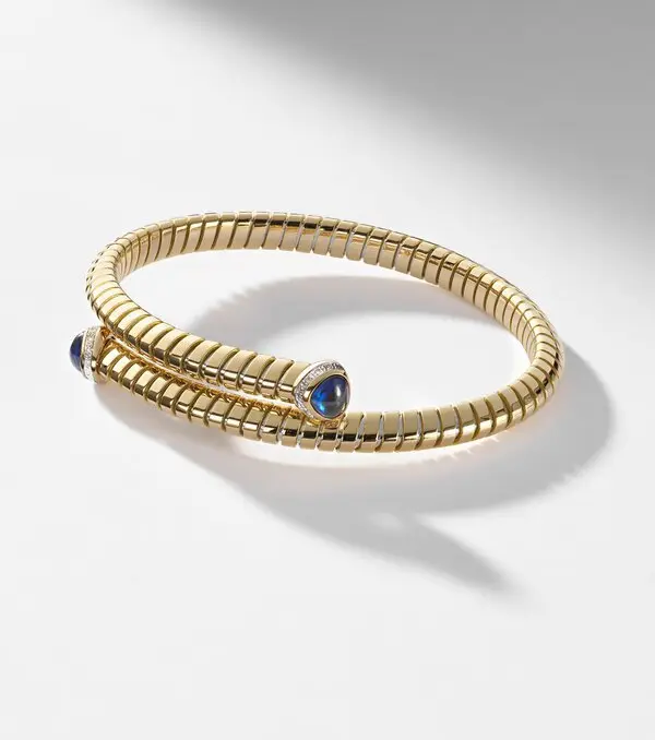 Marina B 18kt Yellow Bangle With Sapphires And Diamonds