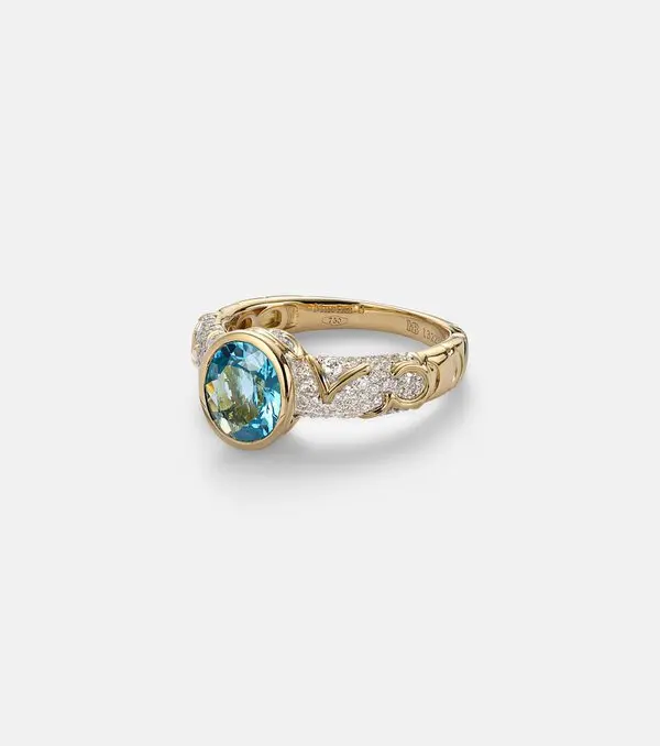 Marina B Ondine 18kt Yellow Ring With Topaz And Diamonds - Gold