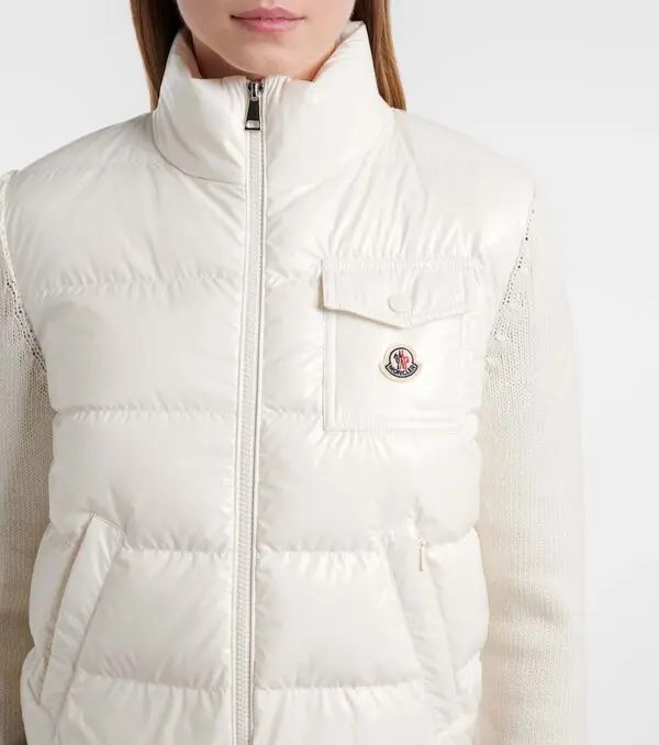 Moncler Down-paneled Wool Cardigan - White